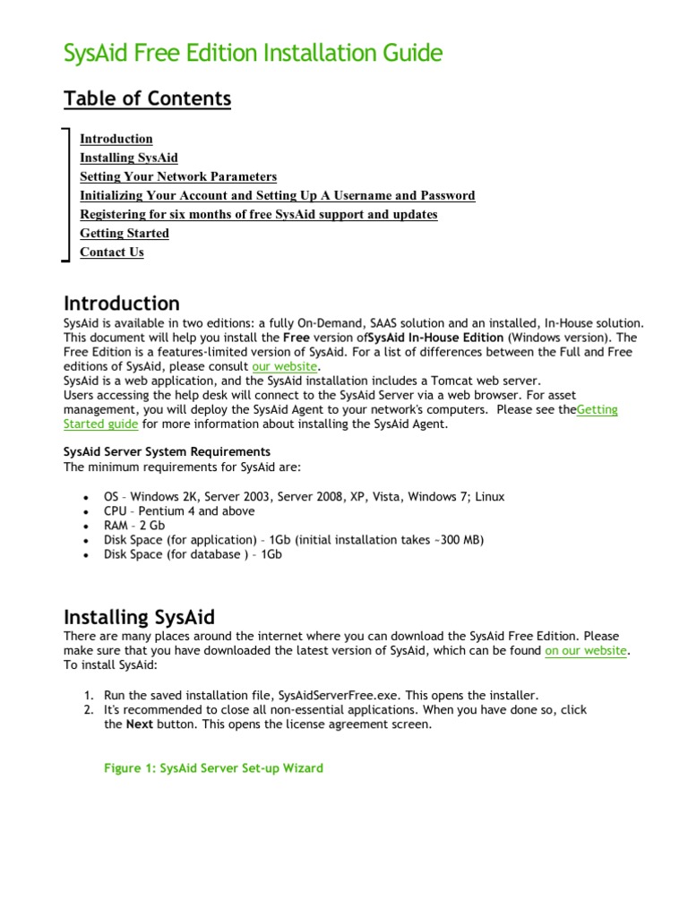 SysAid Free Edition Installation Guide | PDF | Icon (Computing ...