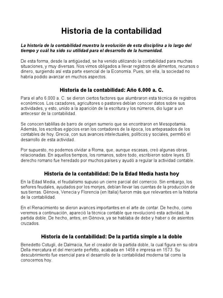 Historia de La Contabilidad | PDF | Contabilidad | Edades medias