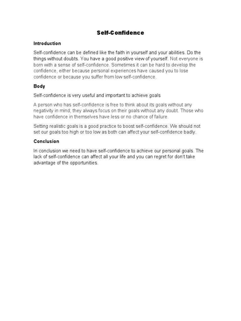 Self-confidence | PDF