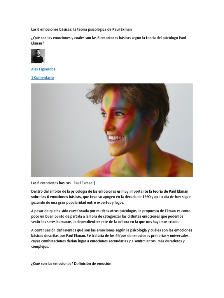 Las 6 Emociones Básicas Pdf Las Emociones Sicología