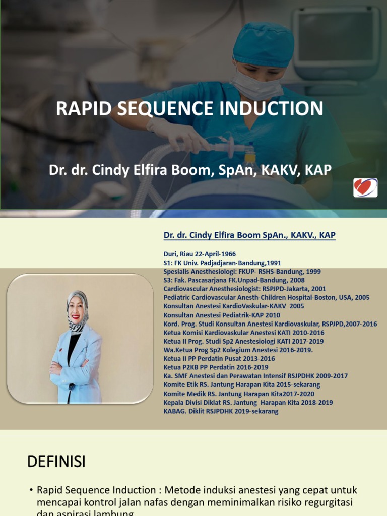 Rapid Sequence Induction Intubation - Dr. Dr. Cindy | PDF