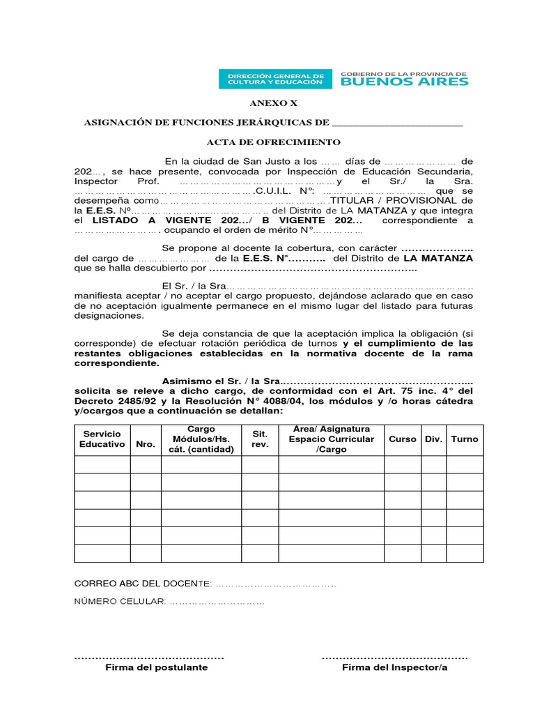 Asignacion Funciones Jerarquicas ANEXO 10 | PDF