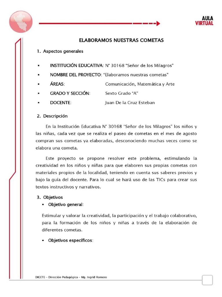 Proyecto de Construcción de Una Cometa | PDF