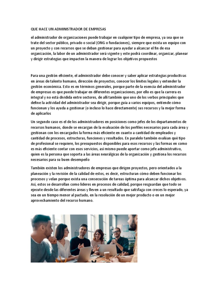 Rol del Administrador de Empresas | PDF | Business | Gestión de ...