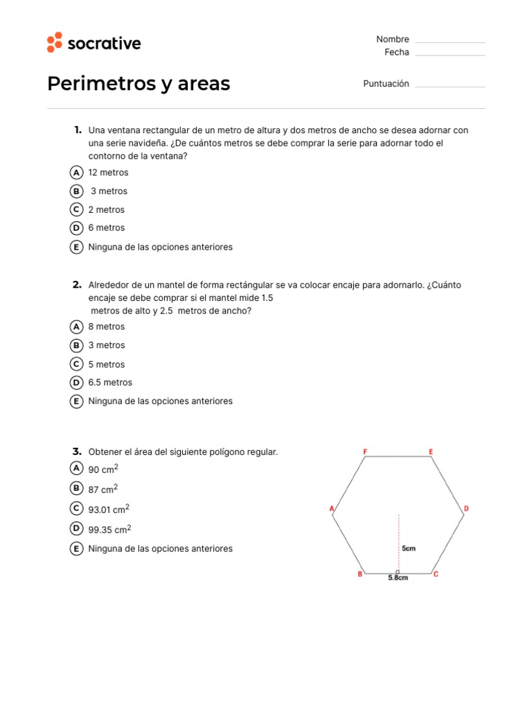 Quiz - Perimetros y Areas | PDF