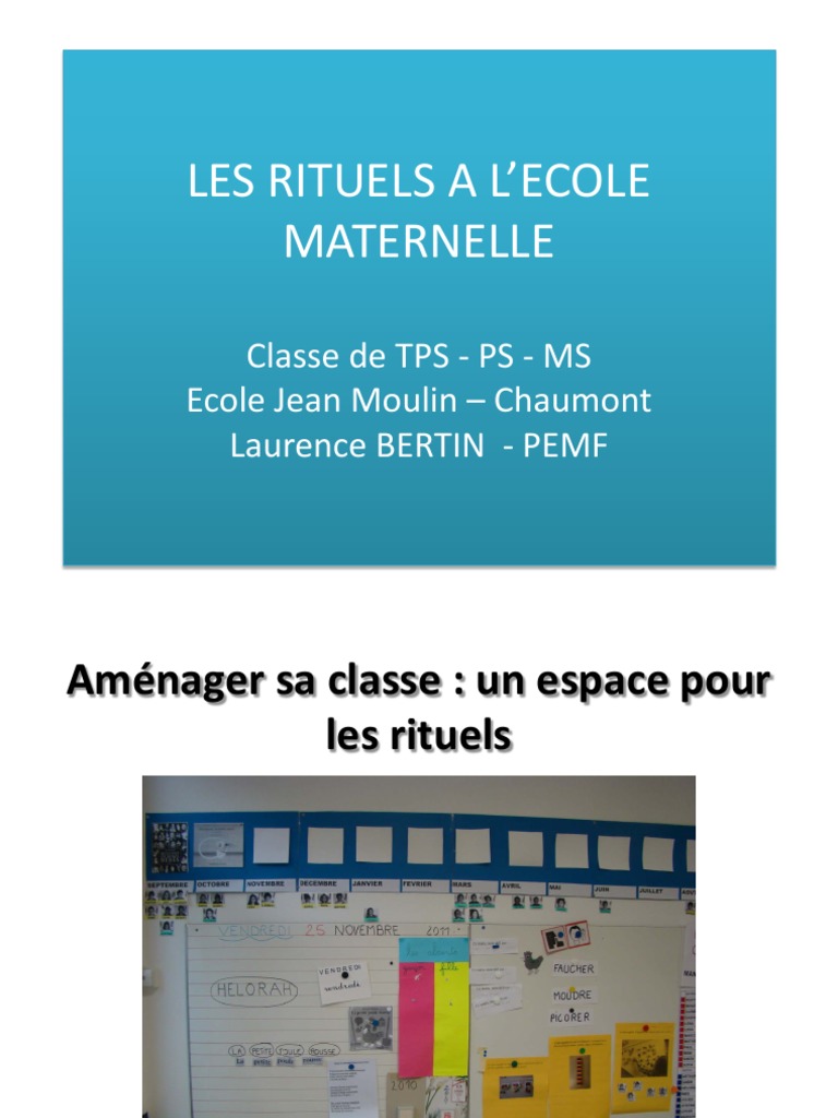 Rituels en Maternelle : Accueil et Semaine | PDF