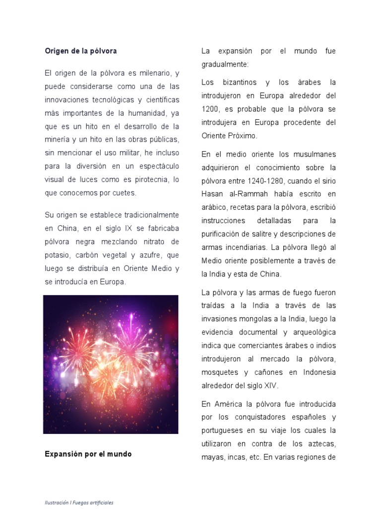 Origen y expansión de la pólvora | PDF | Pólvora | Química