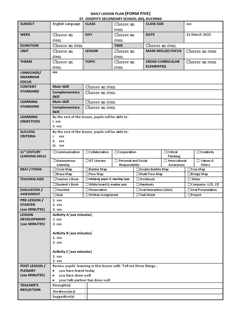 CEFR Lesson Plan Form 5 | PDF | Lesson Plan | Cognitive Psychology