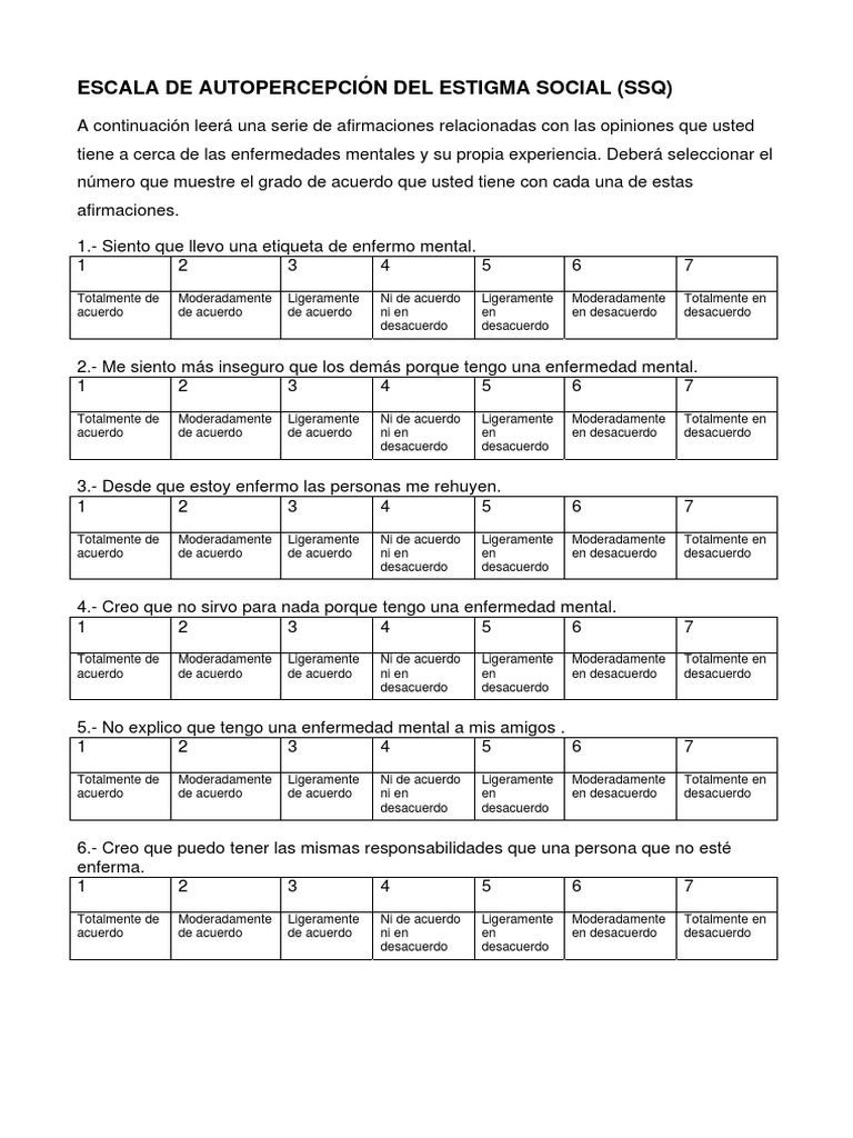 SSQ Autoestigma | PDF