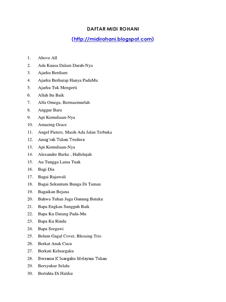 Daftar Midi Rohani | PDF | Memasak, Makanan, & Anggur | Agama ...