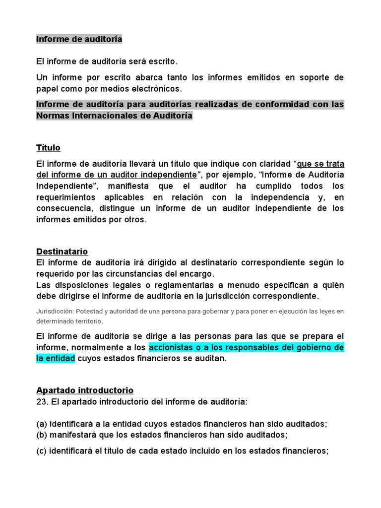 Informe de Auditoría | PDF | Auditoría | Contralor