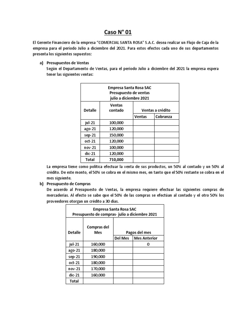 Caso Práctico de Presupuesto de Caja | PDF | Presupuesto | Economias