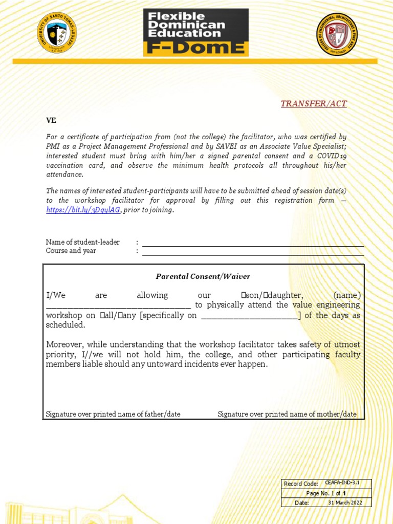 Transfer/Act: Name of Student-Leader: Course and Year | PDF