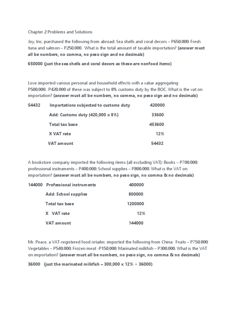 Chapter 2 Problems and Solutions | PDF | Value Added Tax | Taxes