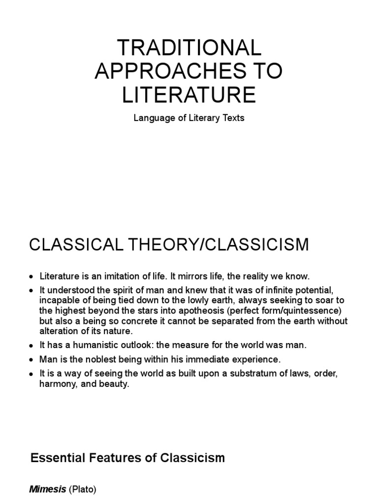 Traditional Approaches To Literature | PDF | Idea | Metaphysics