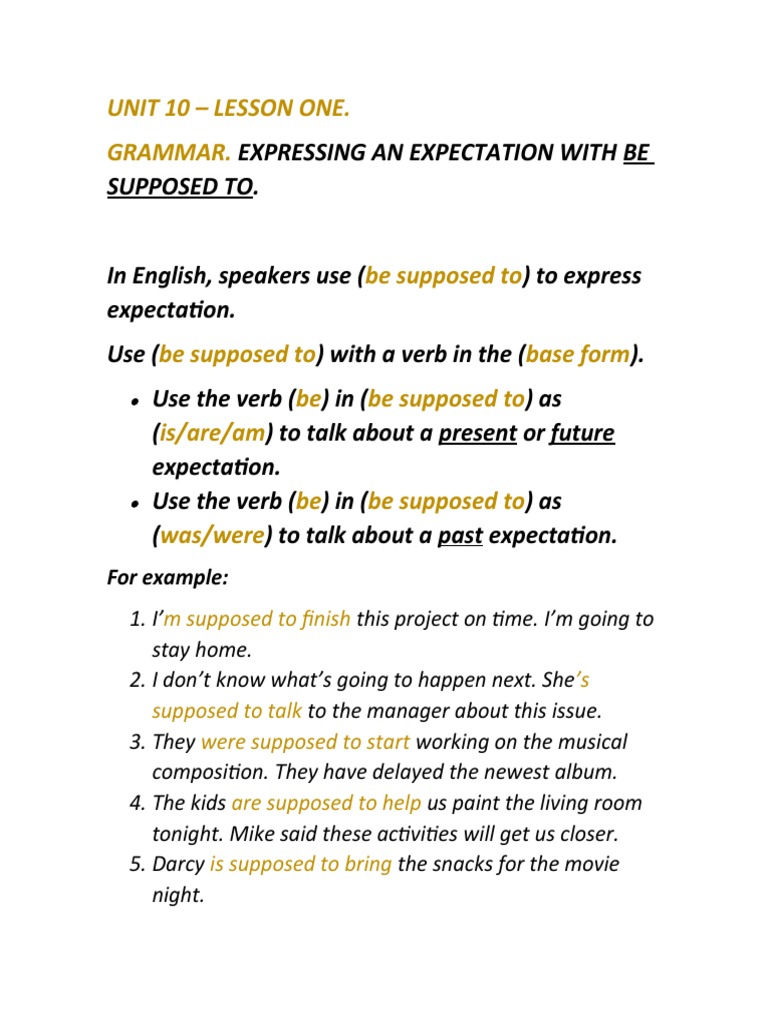 Unit 10 - Lesson One. Grammar.: For Example | Download Free PDF ...