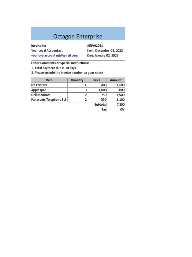 Octagon Enterprise: Invoice For #INV02081 | PDF | Finance & Money Management | Computers