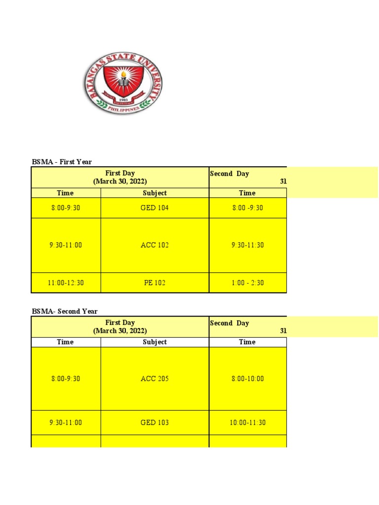 Schedule of Midterm Examination: Website Address:http://www - Batstate-U.edu - PH | PDF ...