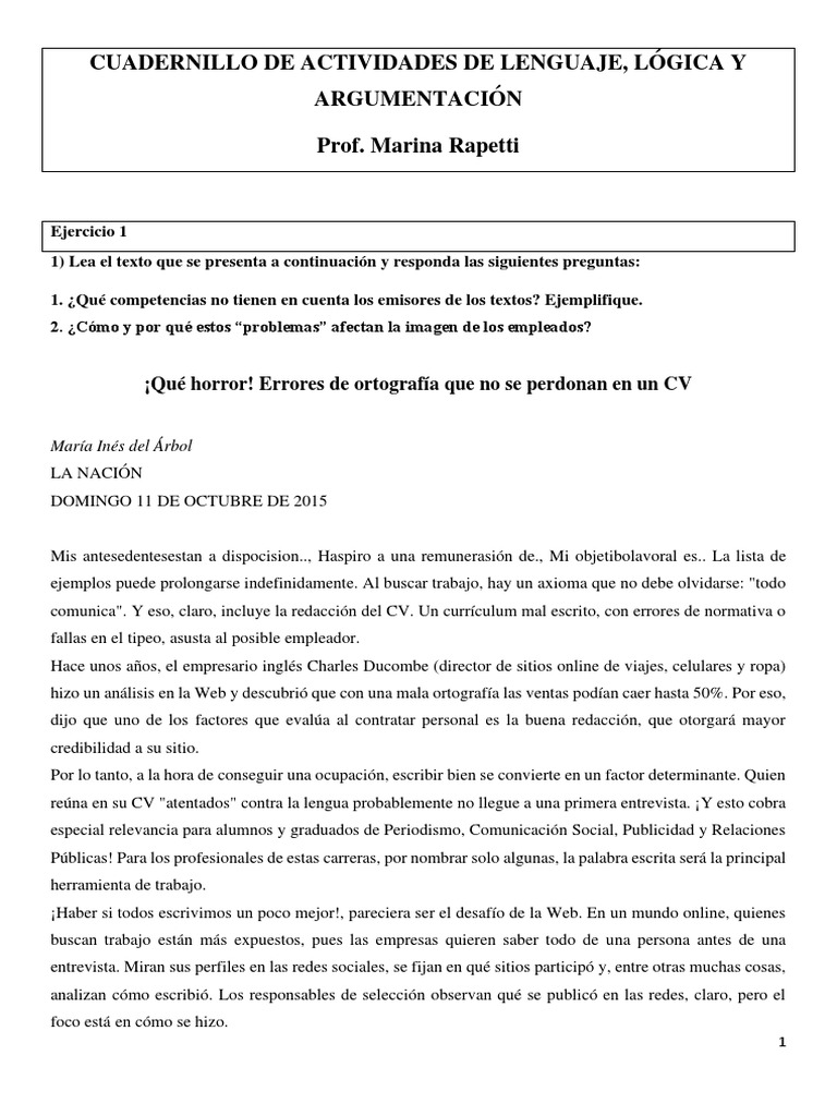 Cuadernillo de Actividades LLyA - 2C 2022 | PDF | Conocimiento | Prueba ...