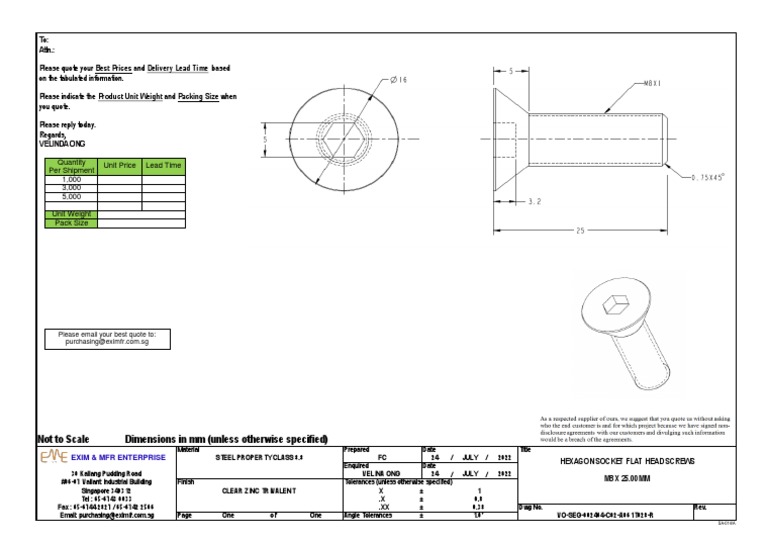 Not To Scale Dimensions in MM (Unless Otherwise Specified) : Exim & MFR ...