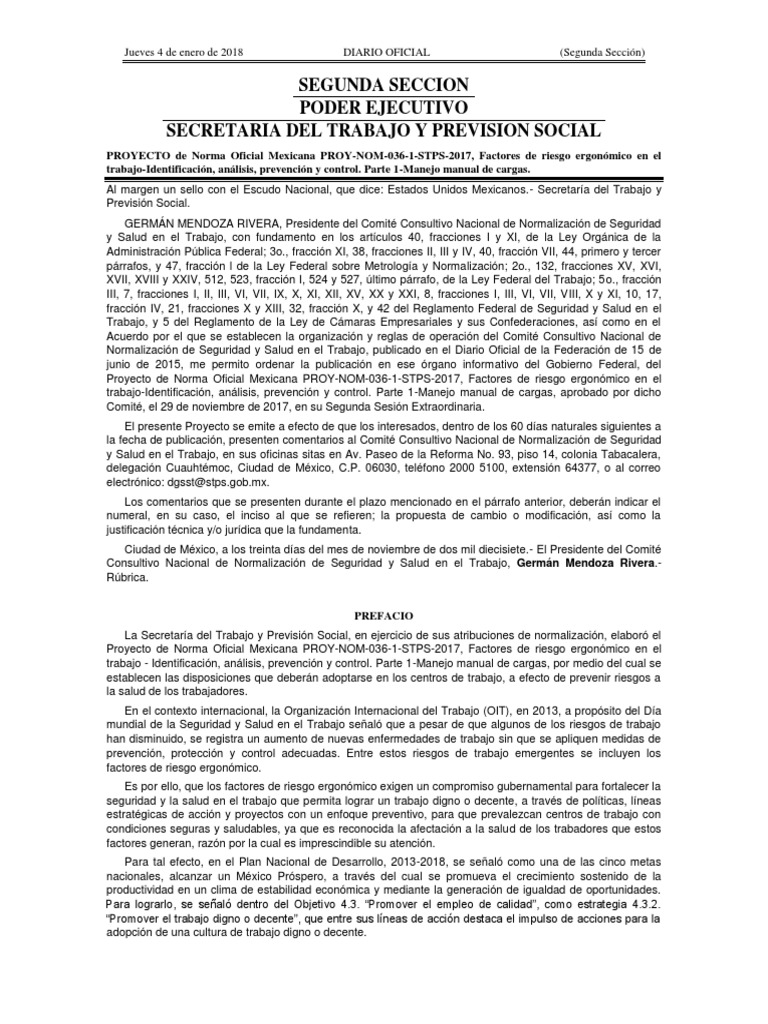 Norma Oficial Mexicana Proy Nom 036 1 Stps 2017 | Descargar gratis PDF ... Norma Oficial Mexicana Proy Nom 036 1 Stps 2017 | Descargar gratis PDF ...