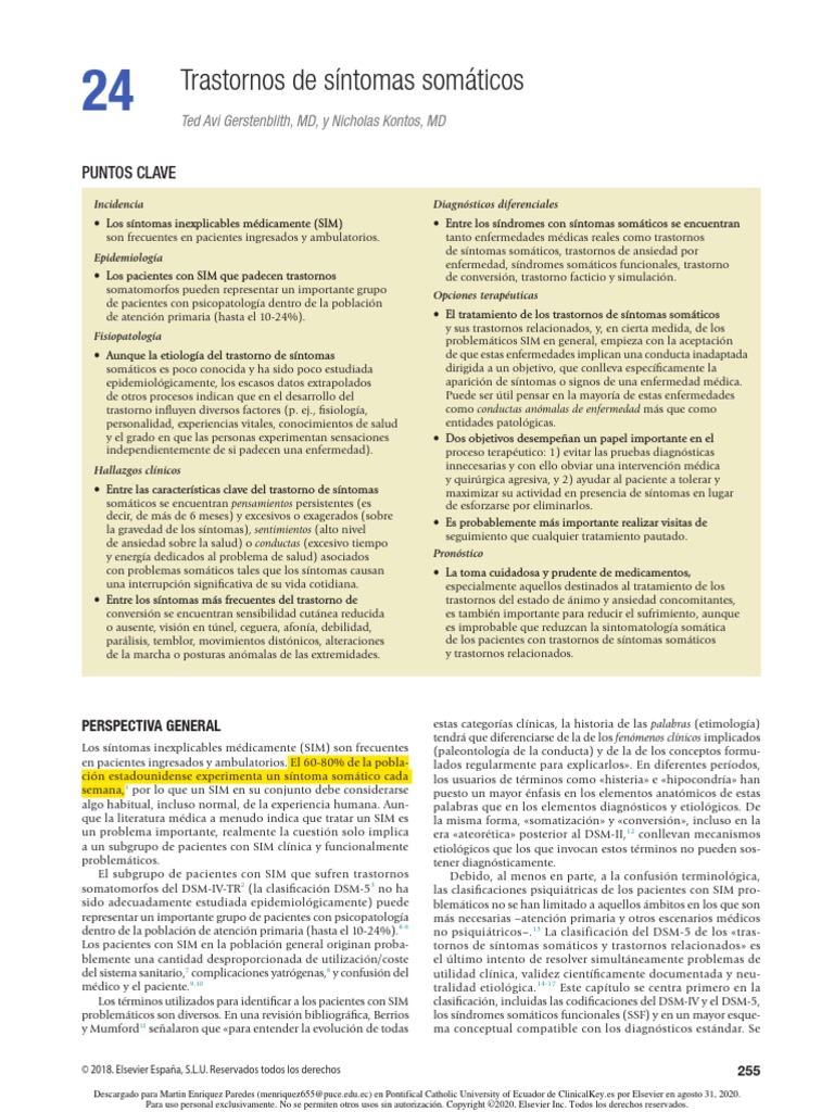 Trastornos de Sintomas Somaticos | PDF | Ansiedad | Manual Diagnóstico y Estadístico de los ...
