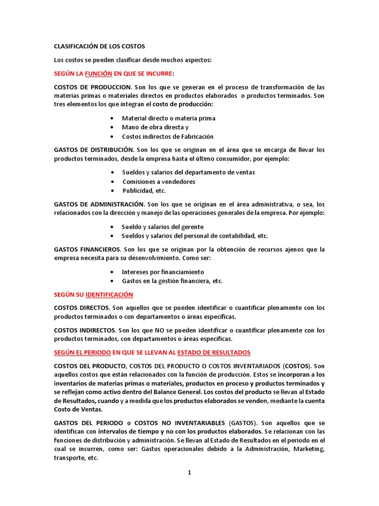4 clase CLASIFICACIÓN DE LOS COSTOS | PDF | Costo | Business
