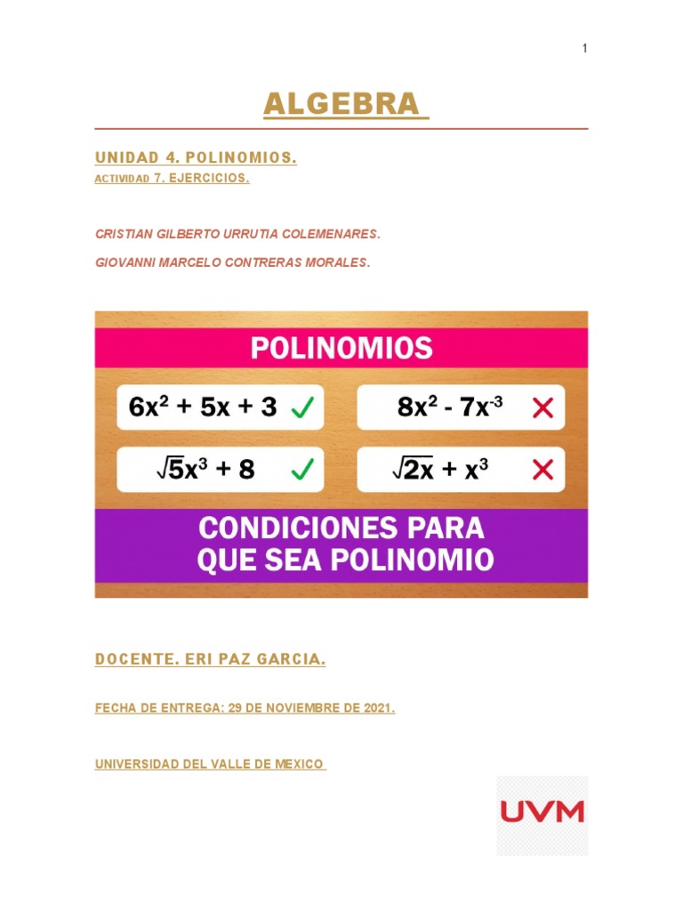 Ejercicios sobre polinomios: operaciones, factorización y resolución de ...