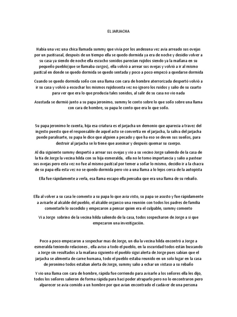 La leyenda del jarjacha: historia y resumen | PDF | Ficción general