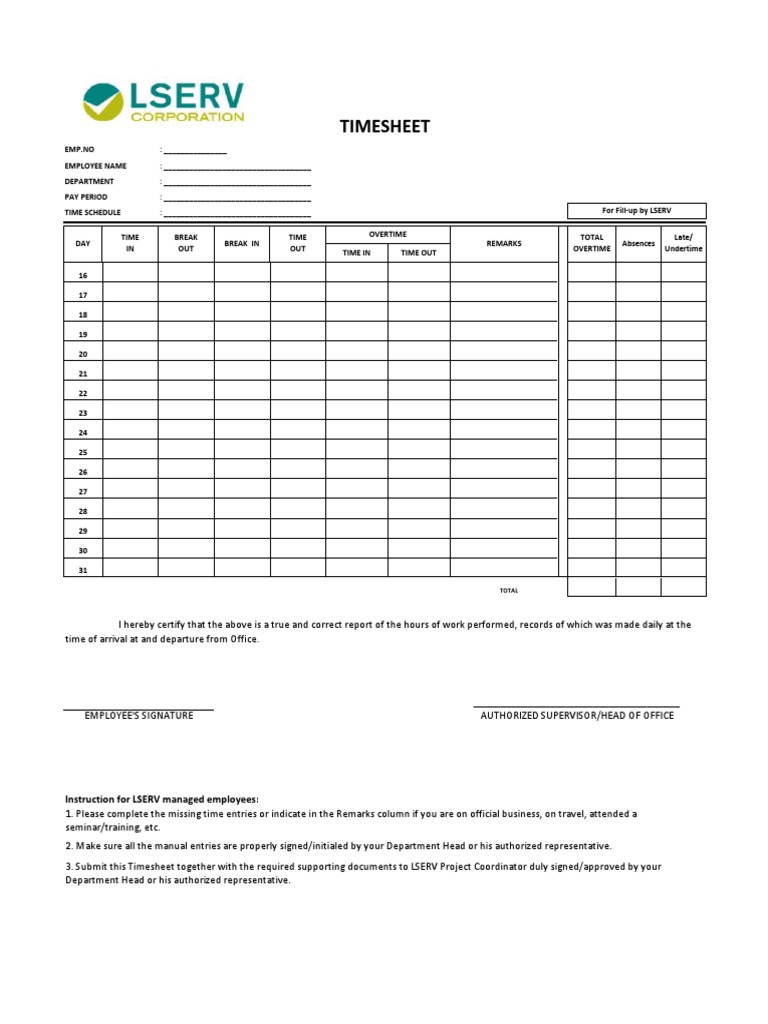 CAAP Timesheet (16-31) | PDF