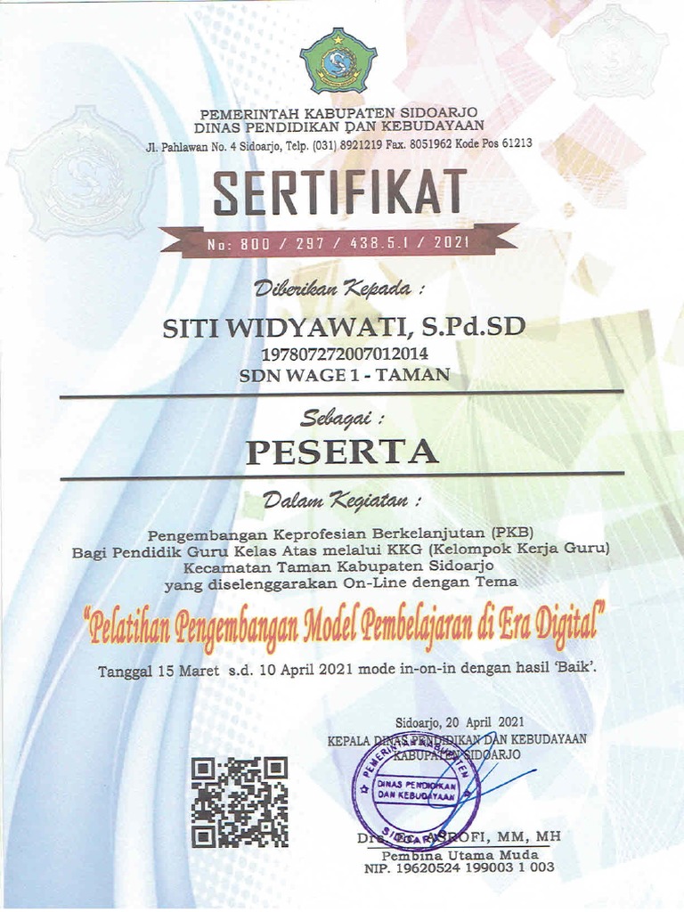 Sertifikat KKG 2021 | PDF