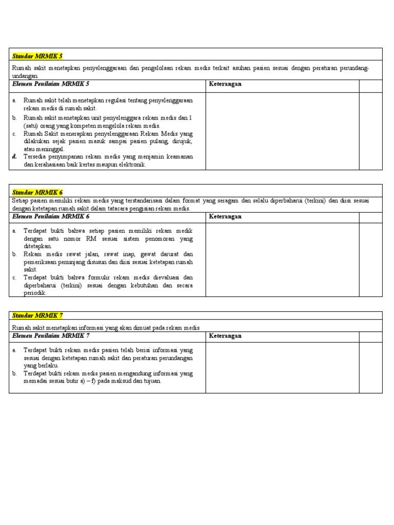 Standar MRMIK 5 Tabel | PDF