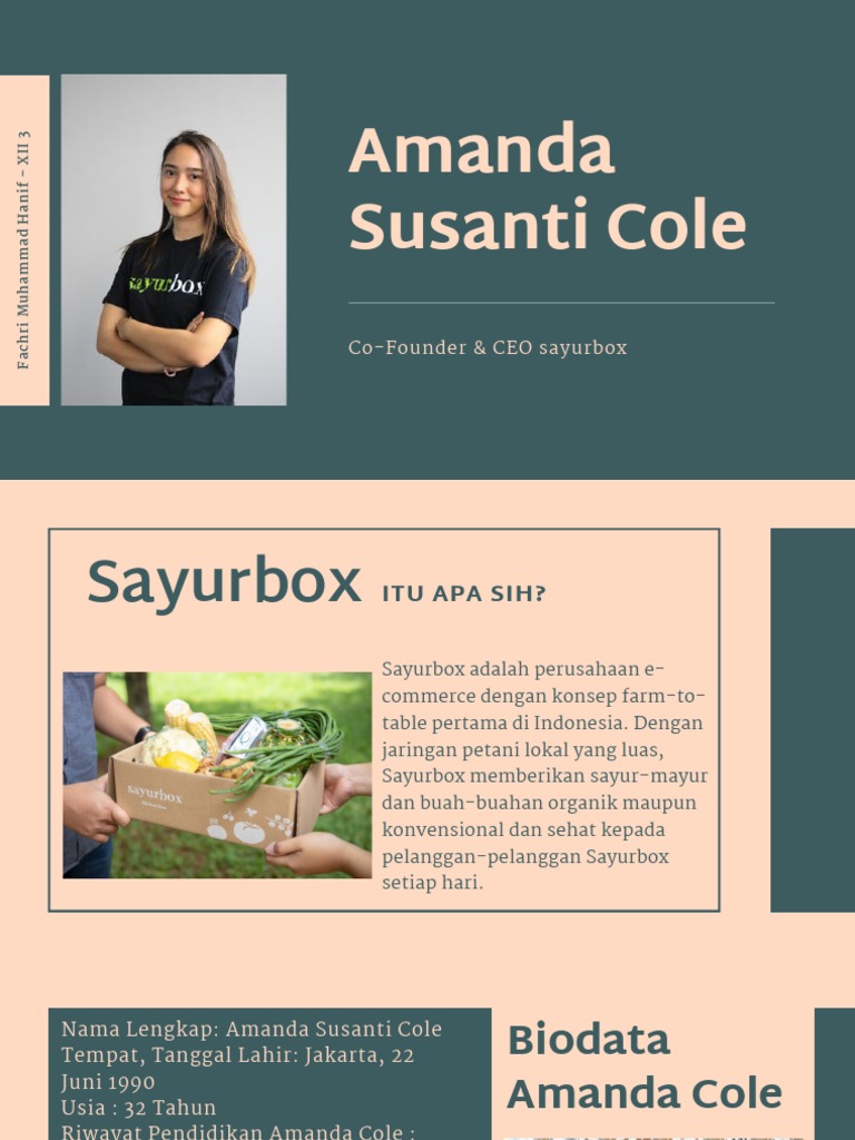 Profil Amanda Susanti Cole, CEO Sayurbox | PDF