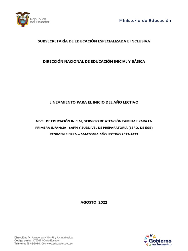 Lineamientos Educación Inicial 2022 | PDF | Educación de la primera infancia | Método de enseñanza
