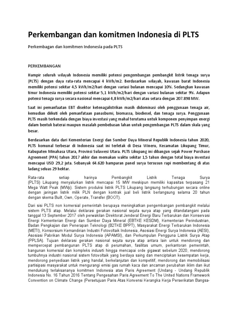 PLTS Indonesia: Potensi dan Tantangan | PDF