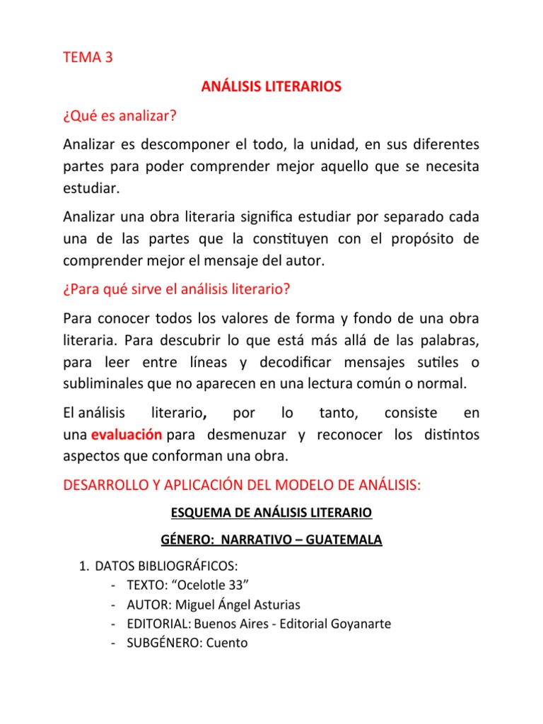 Esquema de Análisis Literario | PDF