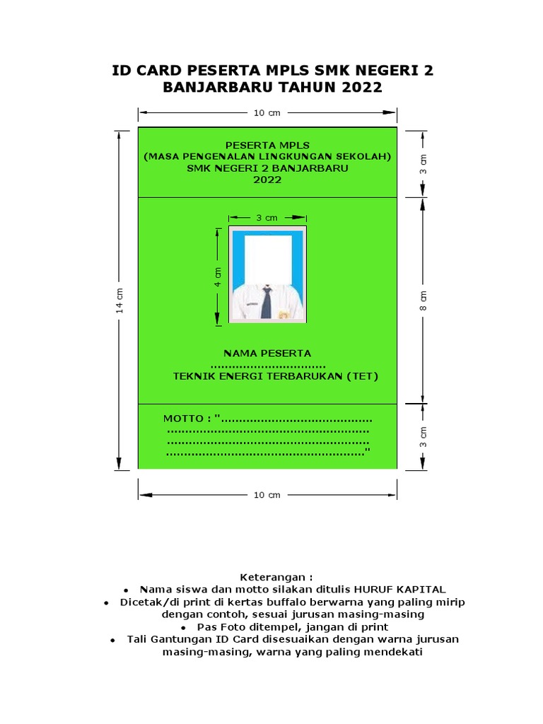 Contoh ID Card MPLS SMK 2022 | PDF | Teknologi & Rekayasa