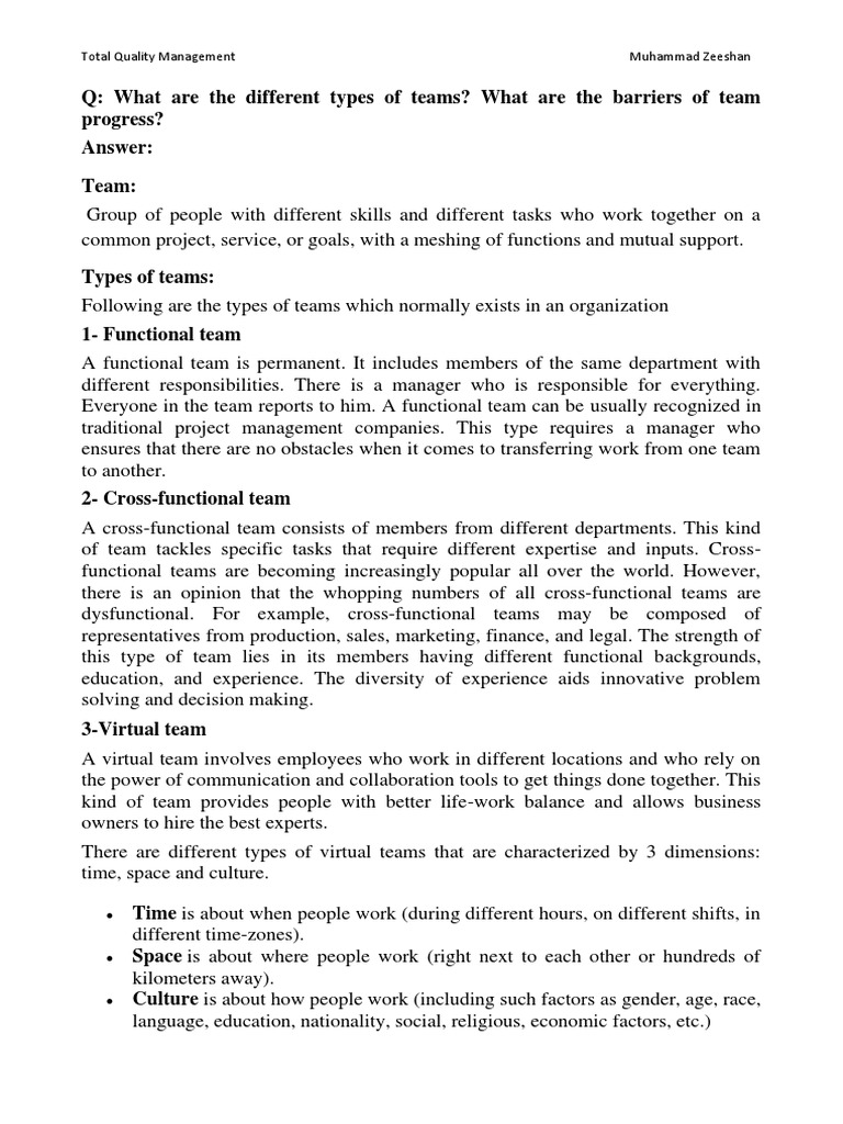 Types of Teams | PDF | Leadership | Goal