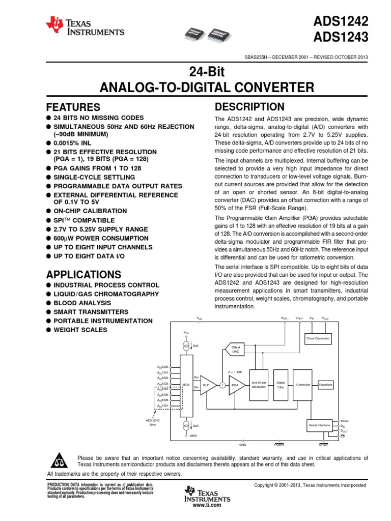 Adc 24 Bits Ads1243 | Download Free PDF | Analog To Digital Converter ...