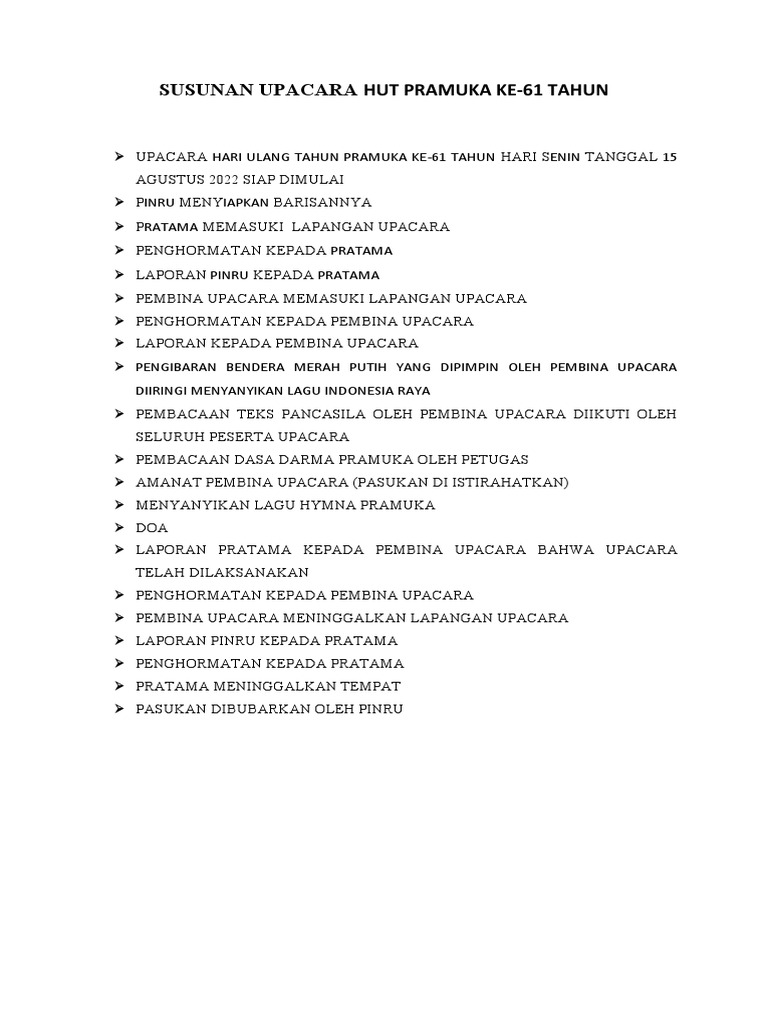 Susunan Upacara Pembukaan Persami | PDF