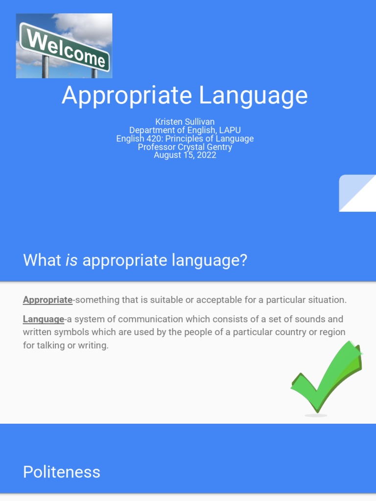 Mini Grammar Lesson On Appropriate Language-Kristen Sullivan - Engl 420 ...