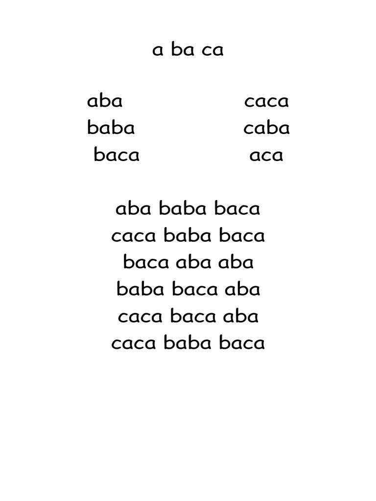 Abaca Aba Caca Baba Caba Baca Aca Aba Baba Baca Caca Baba Baca Baca Aba ...