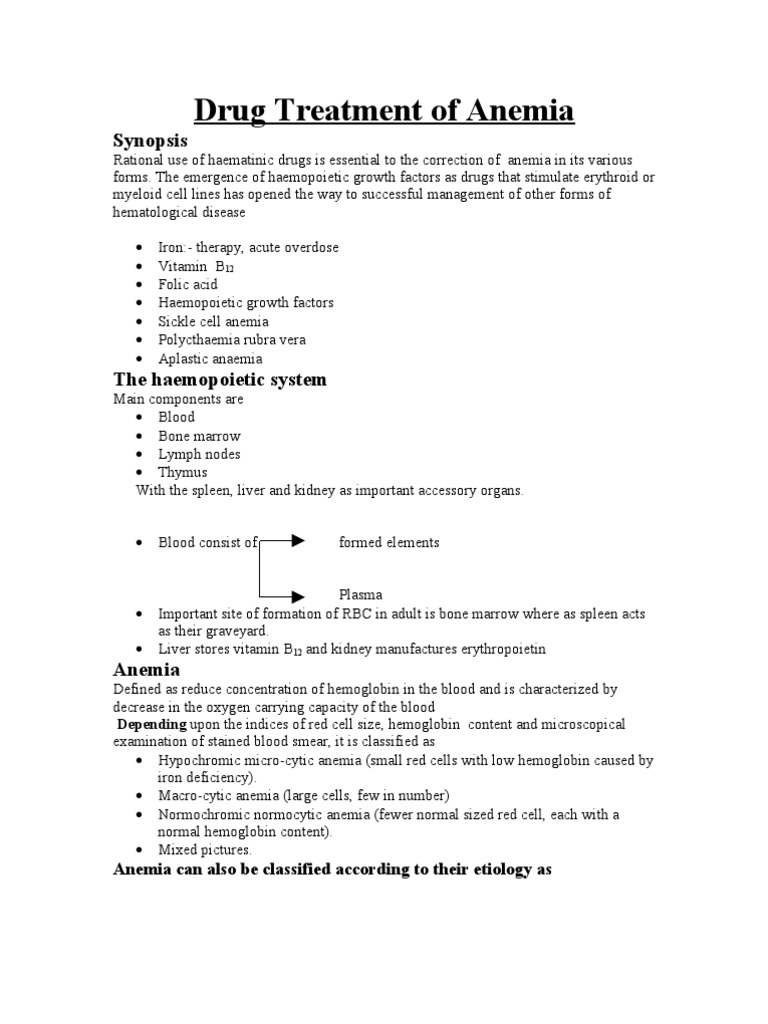 Drug Treatment of Anemia | PDF | Anemia | Iron