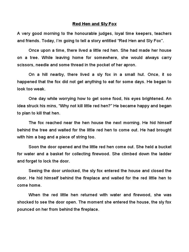 Red Hen and Sly Fox | PDF
