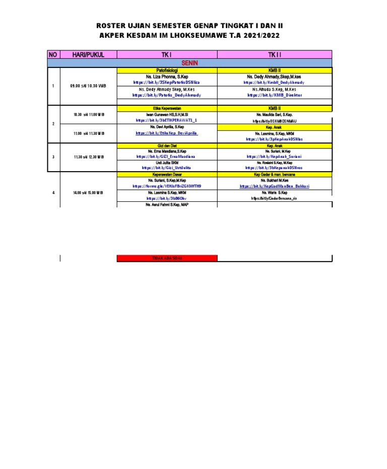 ROSTER UJIAN GENAP 2022 - New (1) - 1 | PDF
