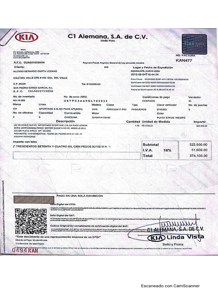 Factura Kia | PDF