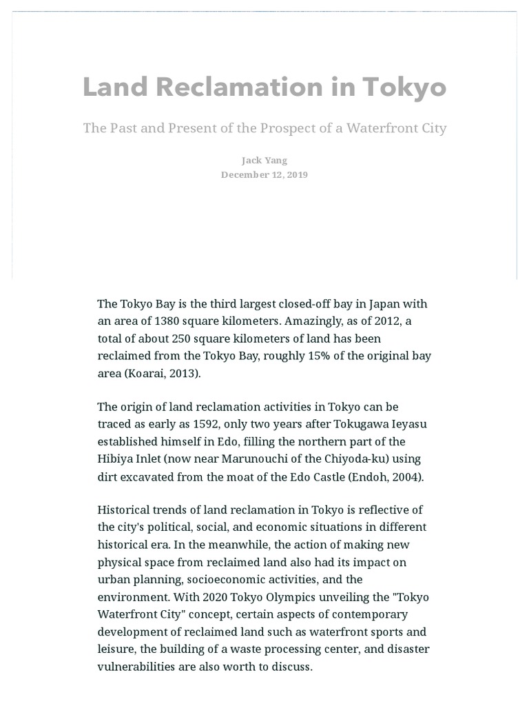 Tokyo Bay Land Reclamation History | PDF | Tokyo | Waste