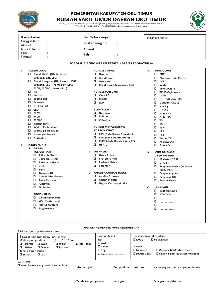 Form Permintaan Pemeriksaan | PDF