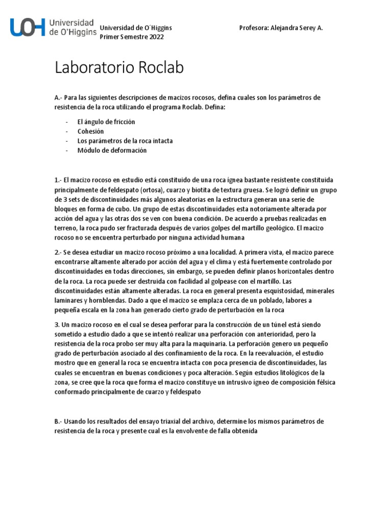 Parámetros de Resistencia en Roclab | PDF | Roca (geología) | Materiales