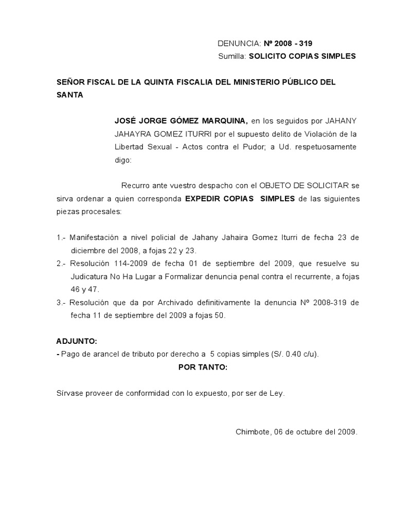 Solicito Copias Simples | PDF